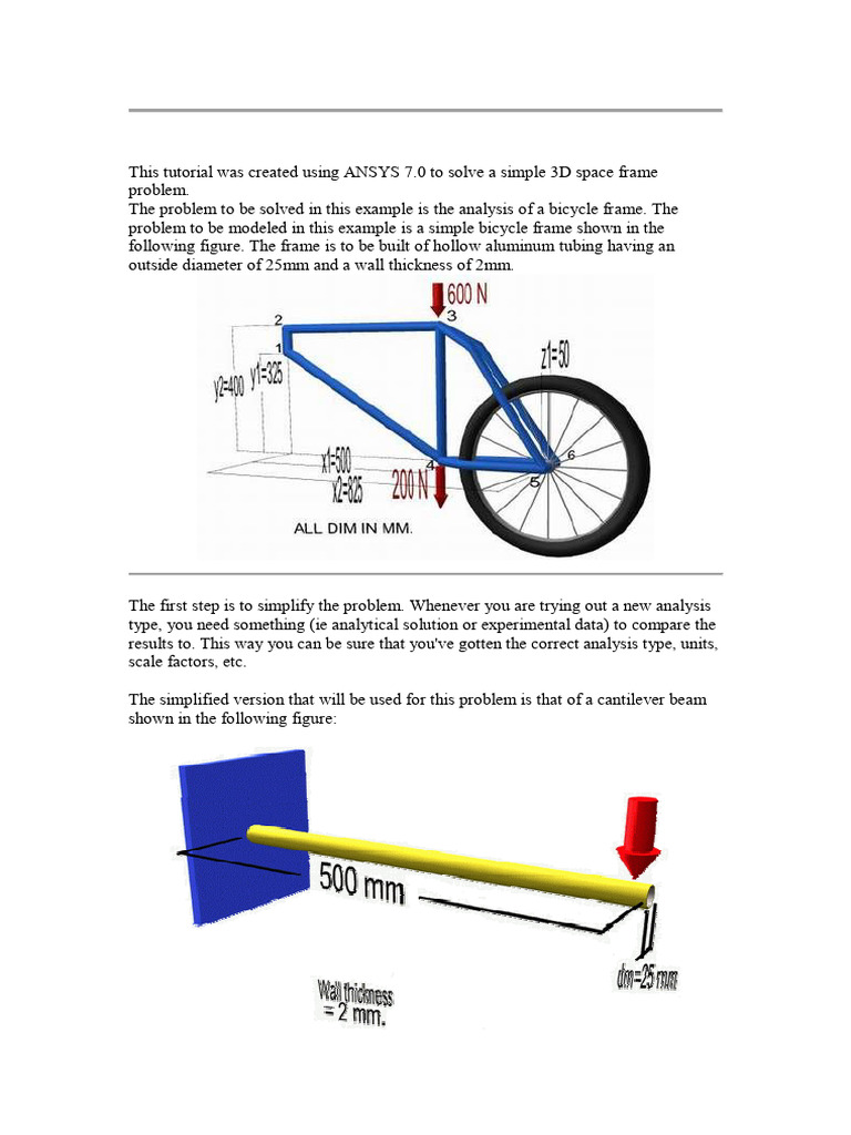 ANSYS 3D Bicycle Frame Analysis Guide | PDF | Bending | Graphical User ...