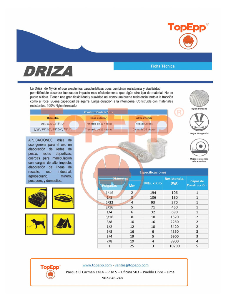 Driza de polipropileno - TopEpp S.A.C. | PDF