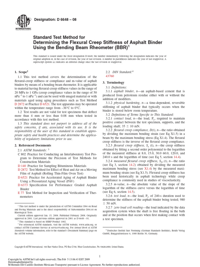 Astm D 6648 - 08 | PDF | Bending | Creep (Deformation)