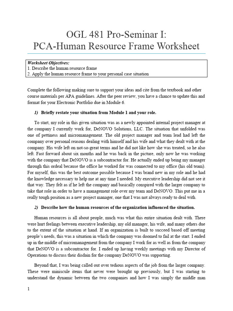 Eddy Self HR Frame Worksheet | PDF | Leadership | Psychology