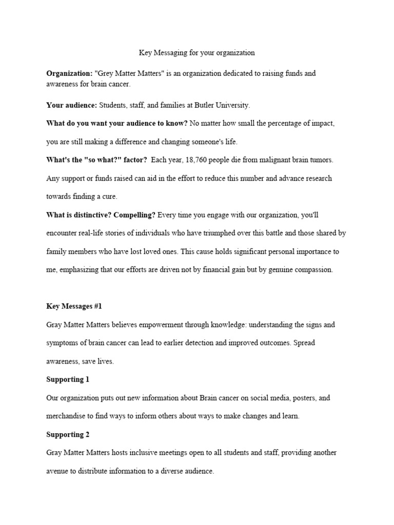 Key Messaging STR | PDF | Cancer | Brain Tumor