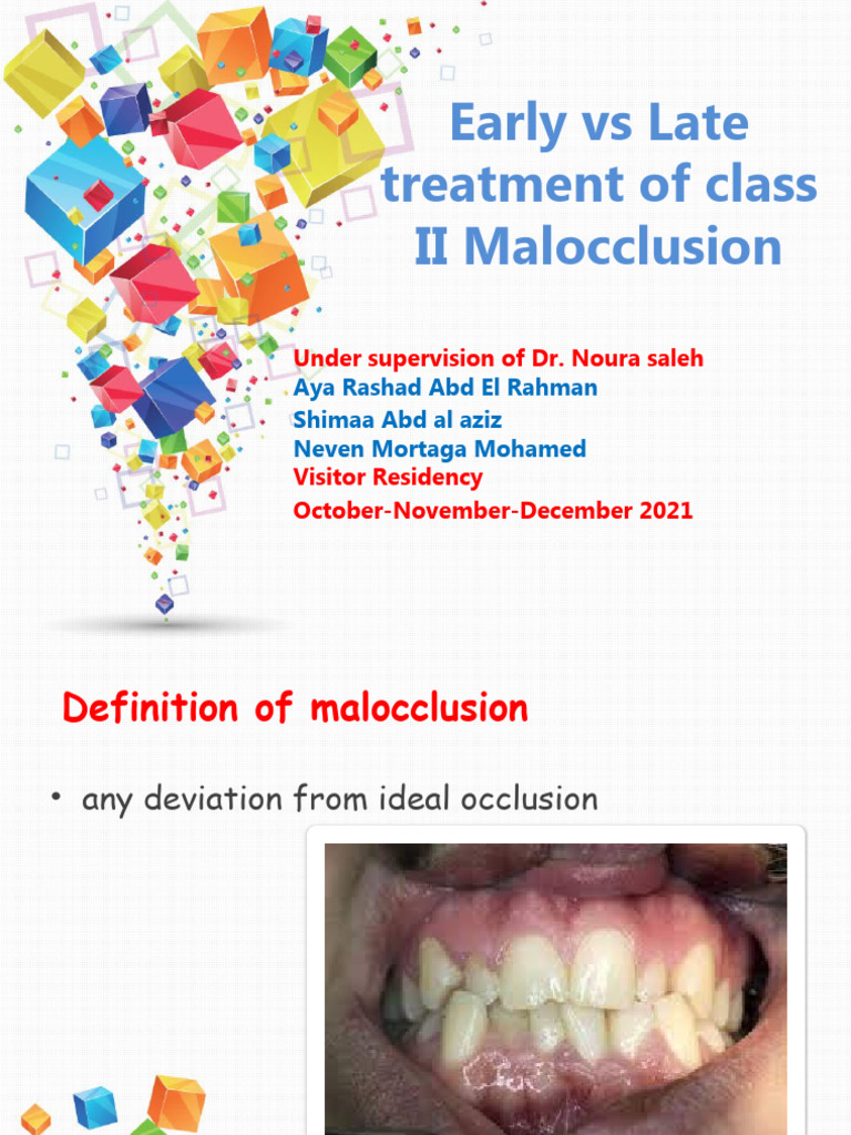 Early Vs Late Treatment of Class II Malocclusion | PDF | Orthodontics ...