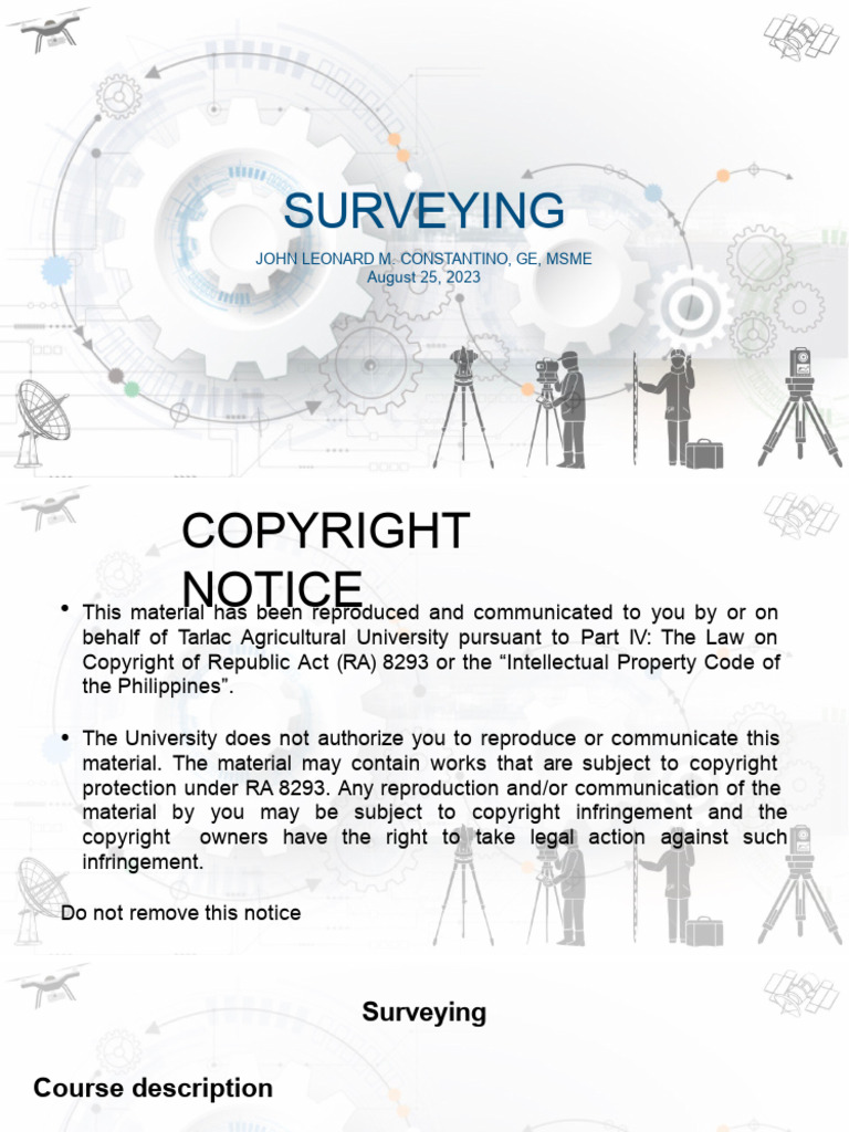 Introduction-To-Surveying - Bsabe - 2023 3 | PDF | Accuracy And Precision | Errors And Residuals