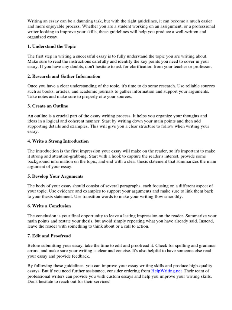 Essay Writing Guidelines | PDF | Essays