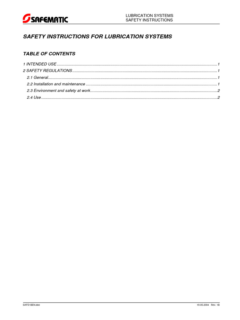 Safematic Greasing Manual | Download Free PDF | Pump | Lubricant
