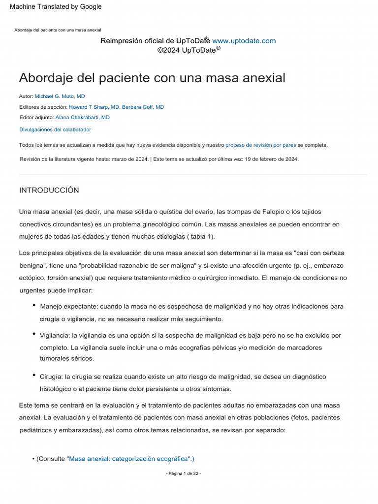 Approach To The Patient With An Adnexal Mass 2 Descargar Gratis Pdf Cáncer De Ovarios Ovario