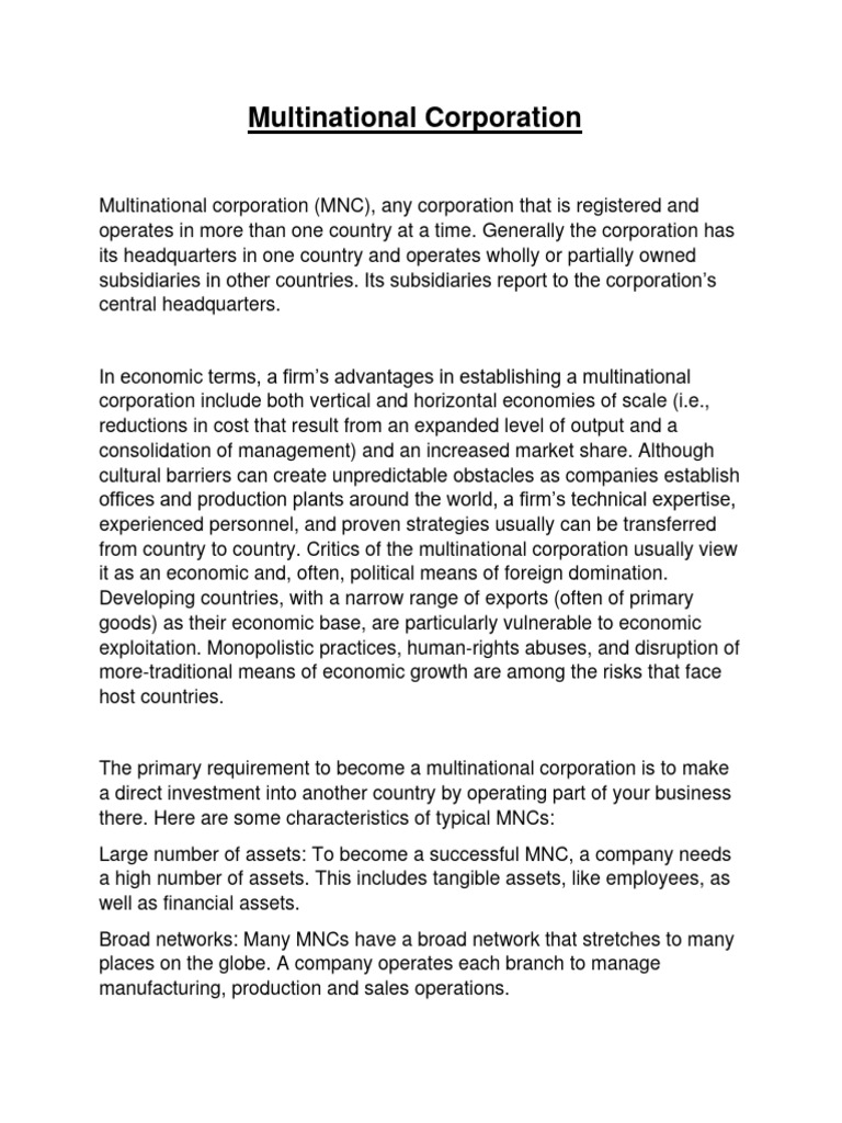 Multinational Corporation Pdf Multinational Corporation Taxes