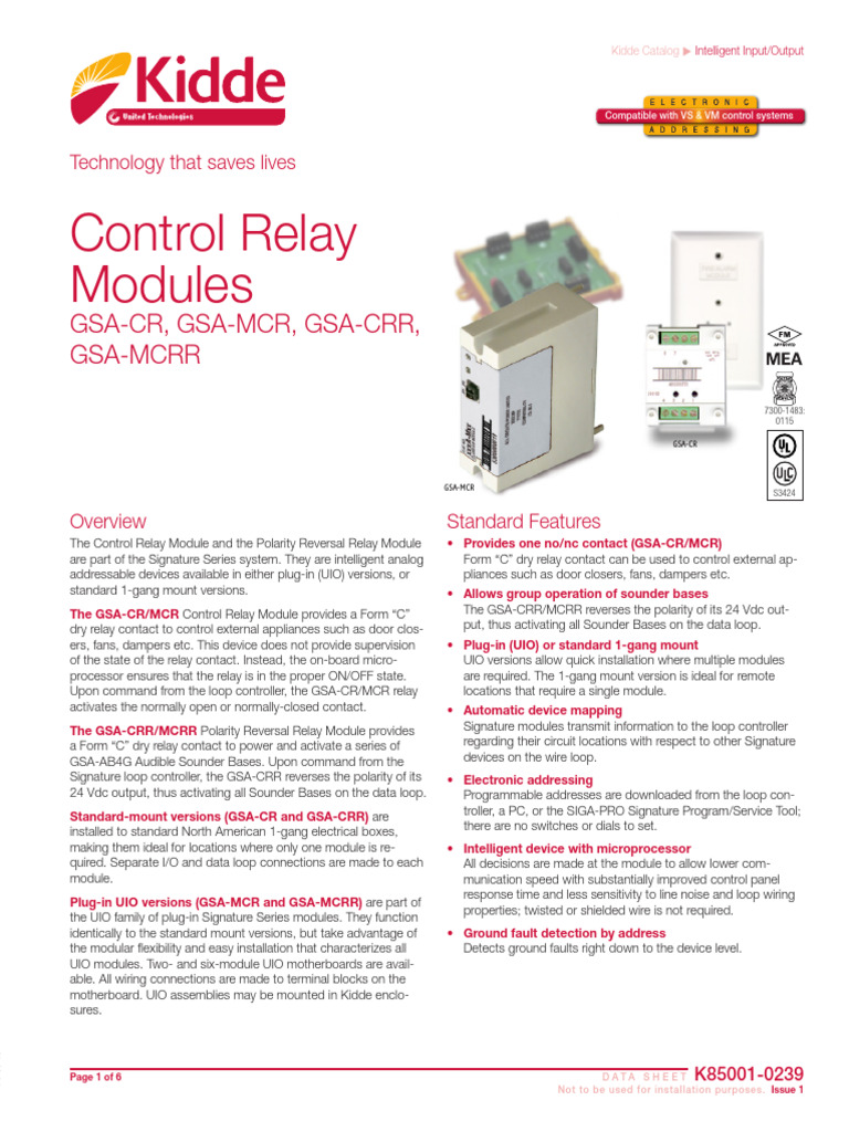 GSA-CR - Ficha Tecnica | Download Free PDF | Relay | Electrical Wiring