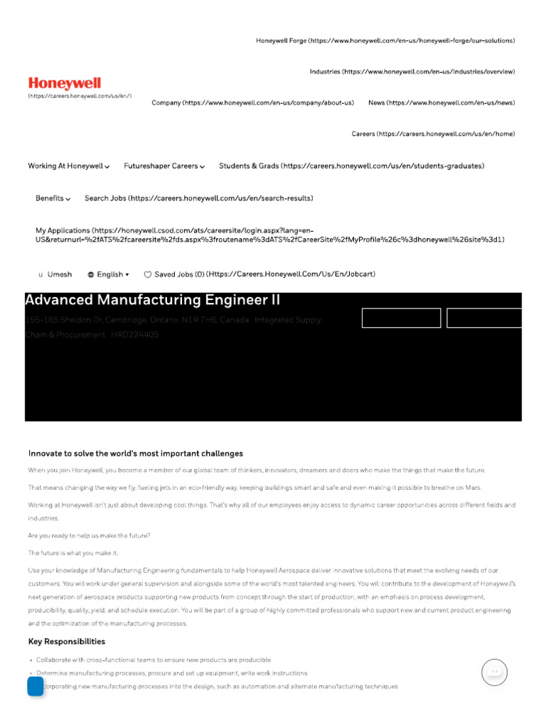 Advanced Manufacturing Engineer II | PDF