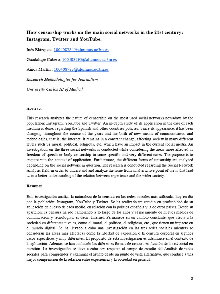 Final Censorship Research | PDF | Censorship | Social Media