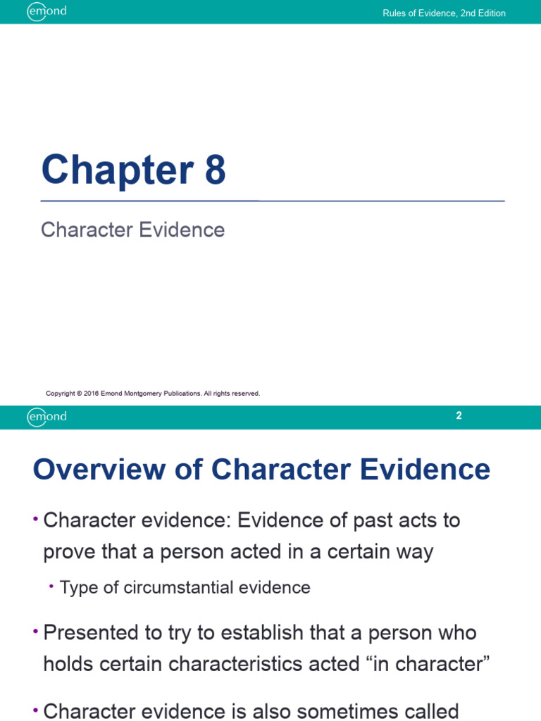 Understanding Character Evidence in Law | PDF | Relevance (Law) | Witness