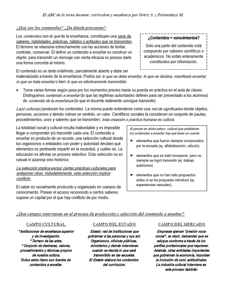 el abc de la tarea docente - contenidos (cap. 1) | PDF | Enseñando | Plan de estudios