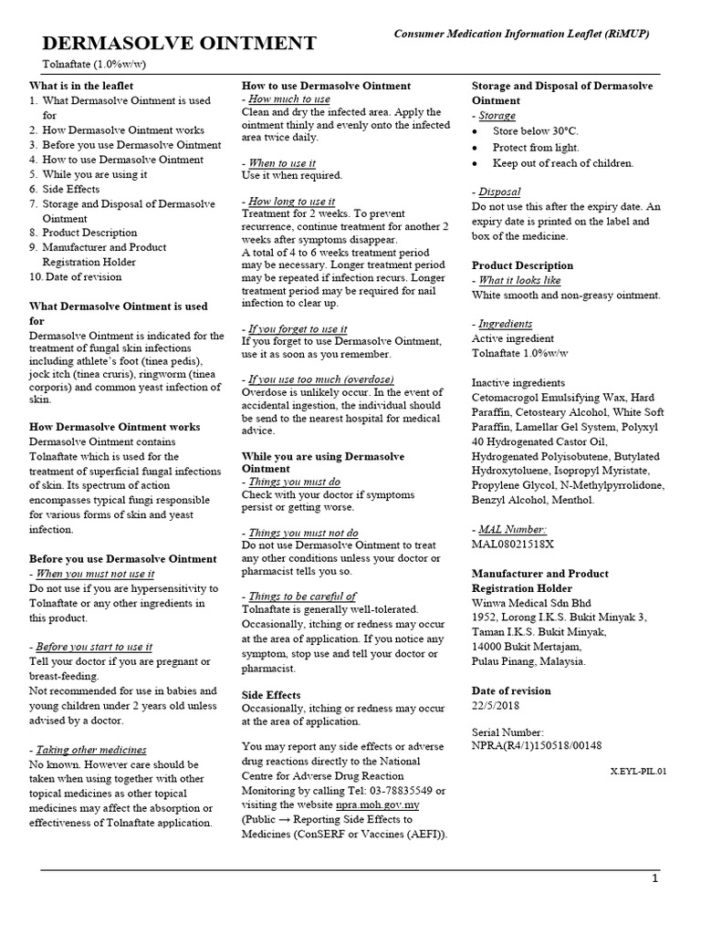 Dermasolve Ointment for Fungal Infections | PDF | Topical Medication ...