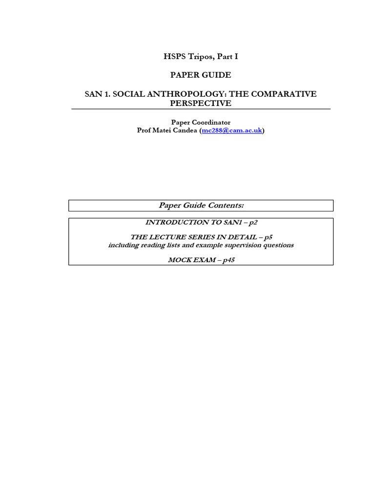 SAN1 Paper Guide 2023-24 - Updated 11-01-24 | PDF | Anthropology ...