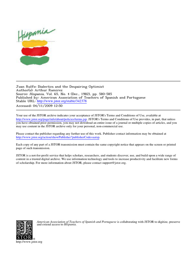 Juan Rulfo, Dialectics and The Dispairing Optimist | PDF | Philosophy ...