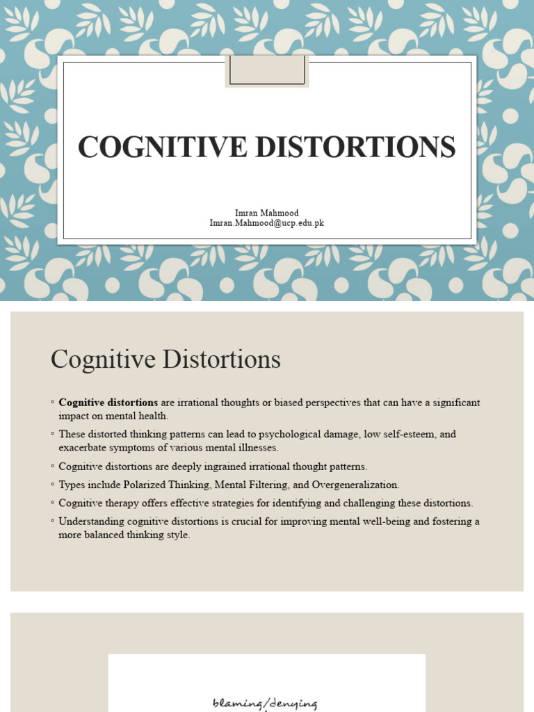 Understanding Cognitive Distortions | PDF | Cognitive Therapy ...