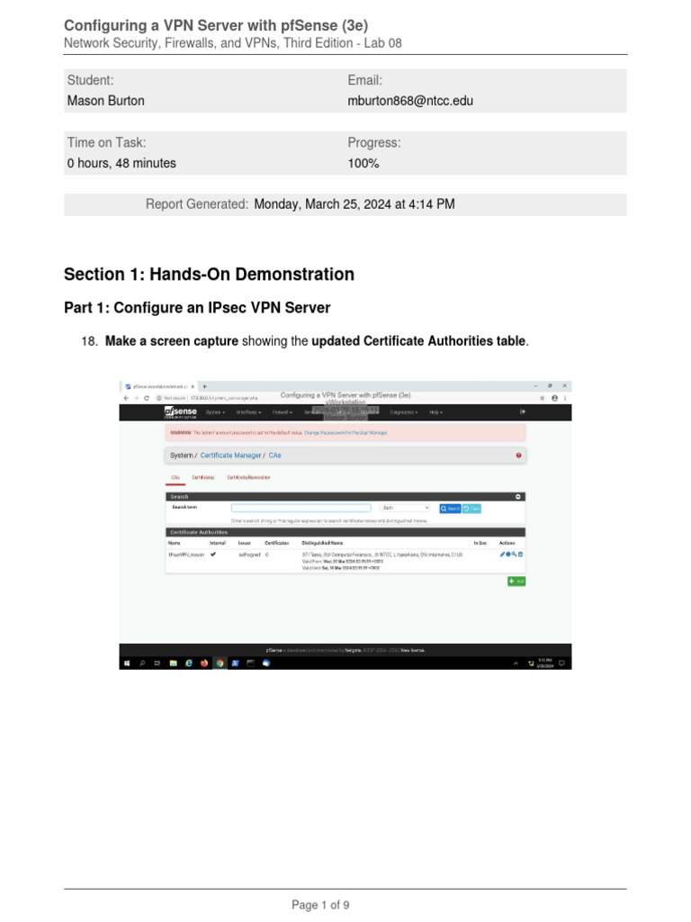 Configuring a VPN Server with pfSense | PDF | Virtual Private Network ...