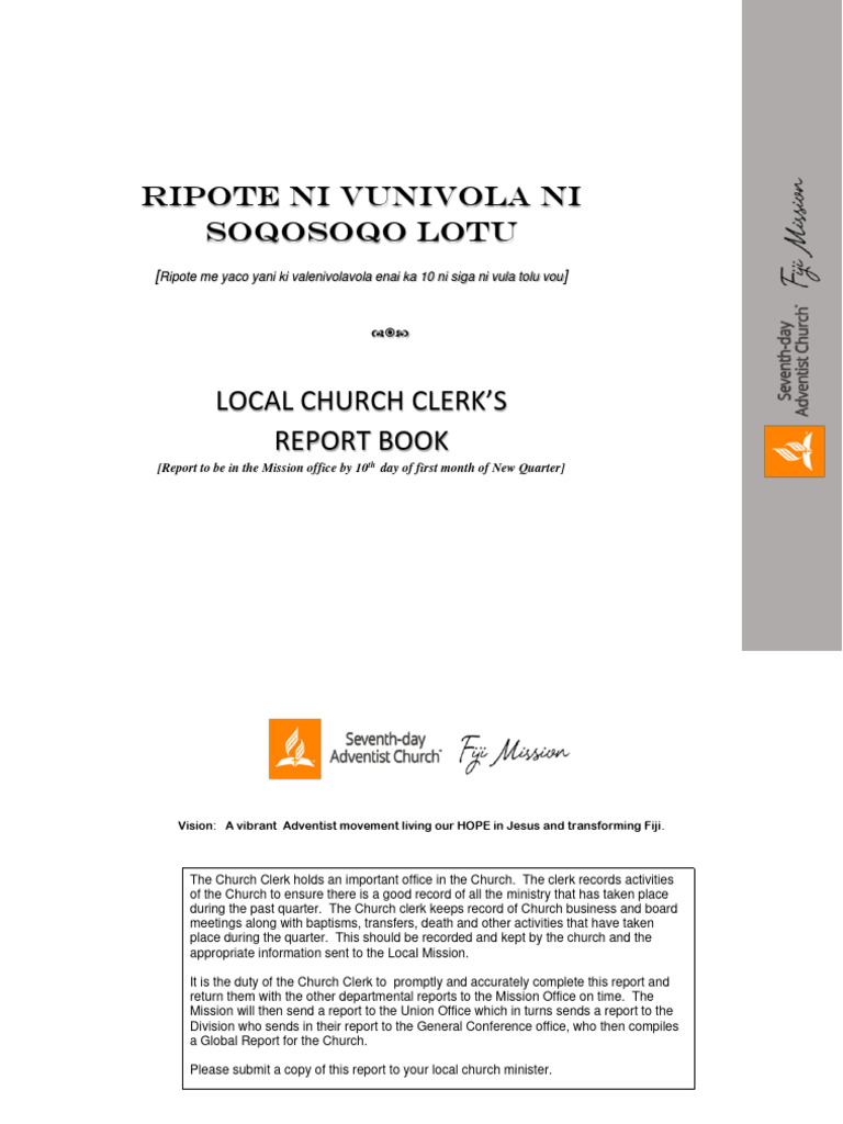 Local Church Clerk Report Template | PDF | Protestant Denominational ...