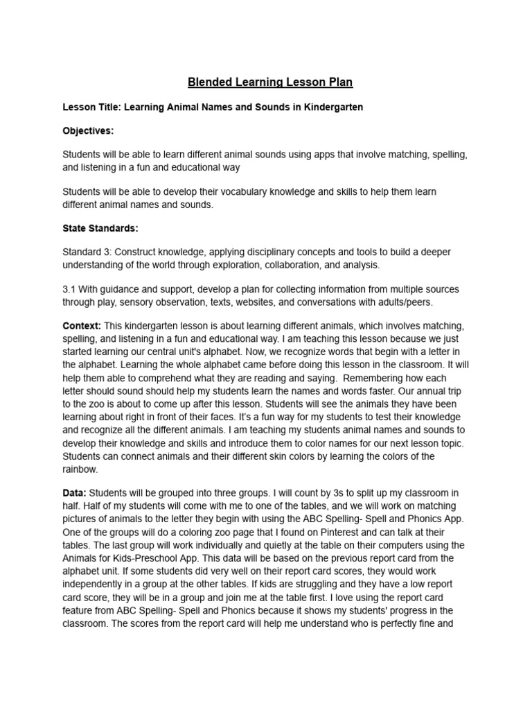 blended learning lesson plan unit 5 2 | PDF | Cognitive Science | Behavior Modification