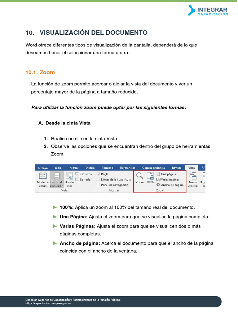 Word 2013 Nivel 1 - Unidad 1 - Tema 10 Visualizacion Del Documento | Descargar gratis PDF ...