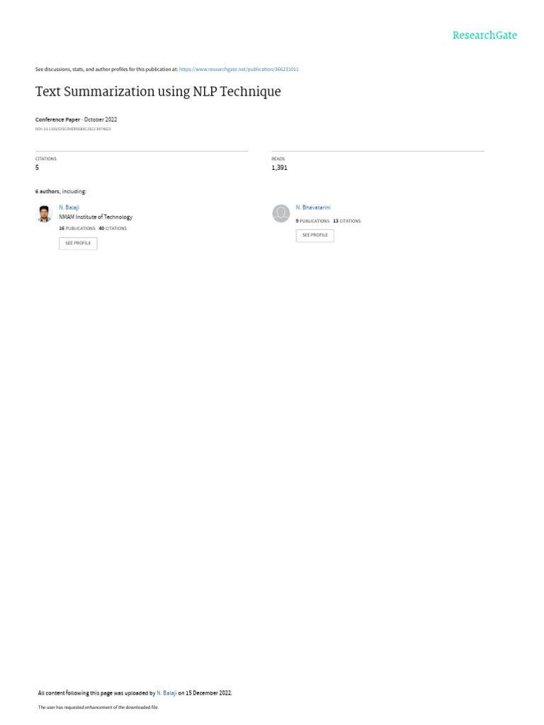Text Summarization Using NLP Technique | PDF | Information | Machine ...