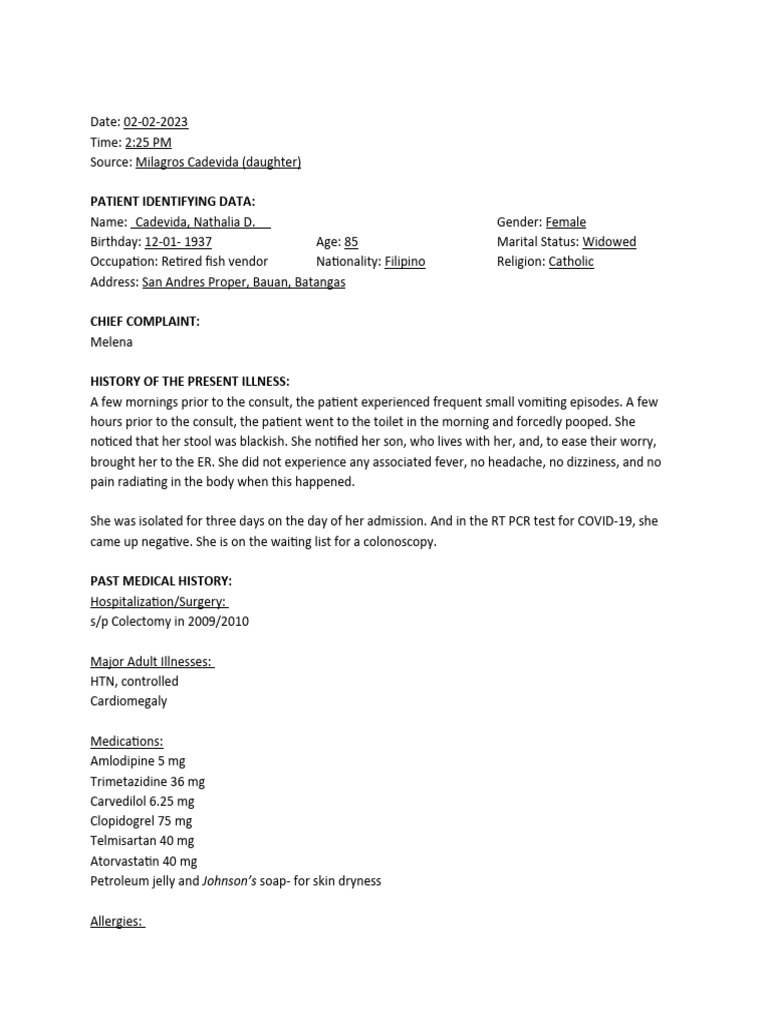 Patient Interview Batmc | PDF | Edema | Clinical Medicine