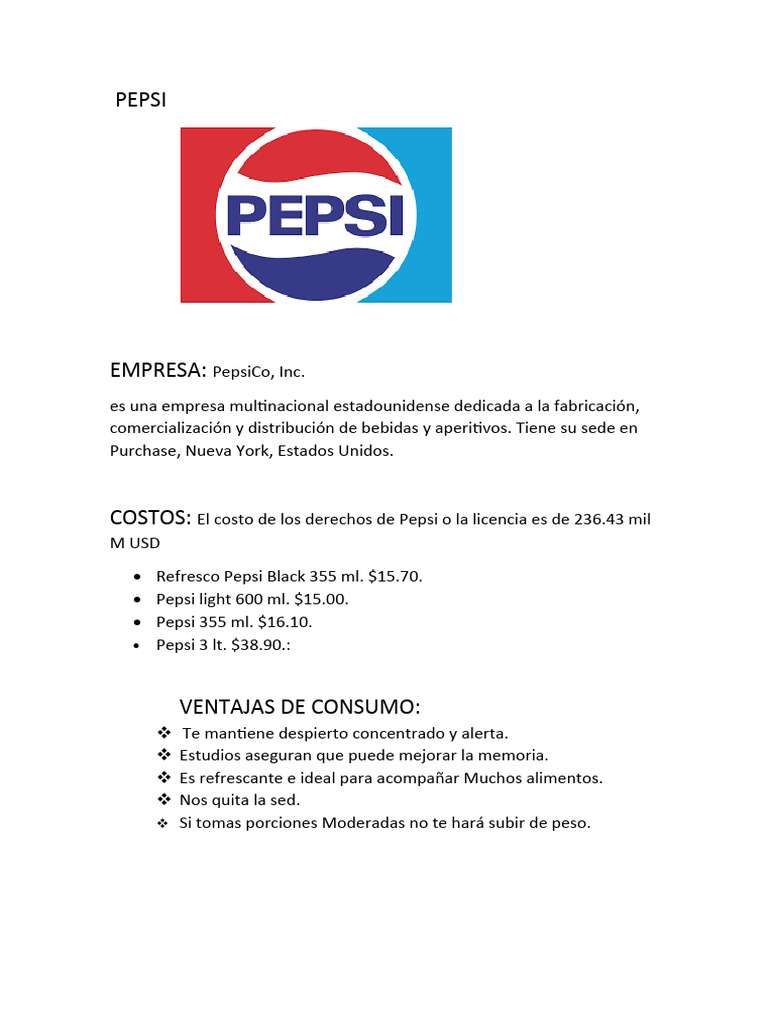 PEPSI | PDF | Refresco | Pepsi