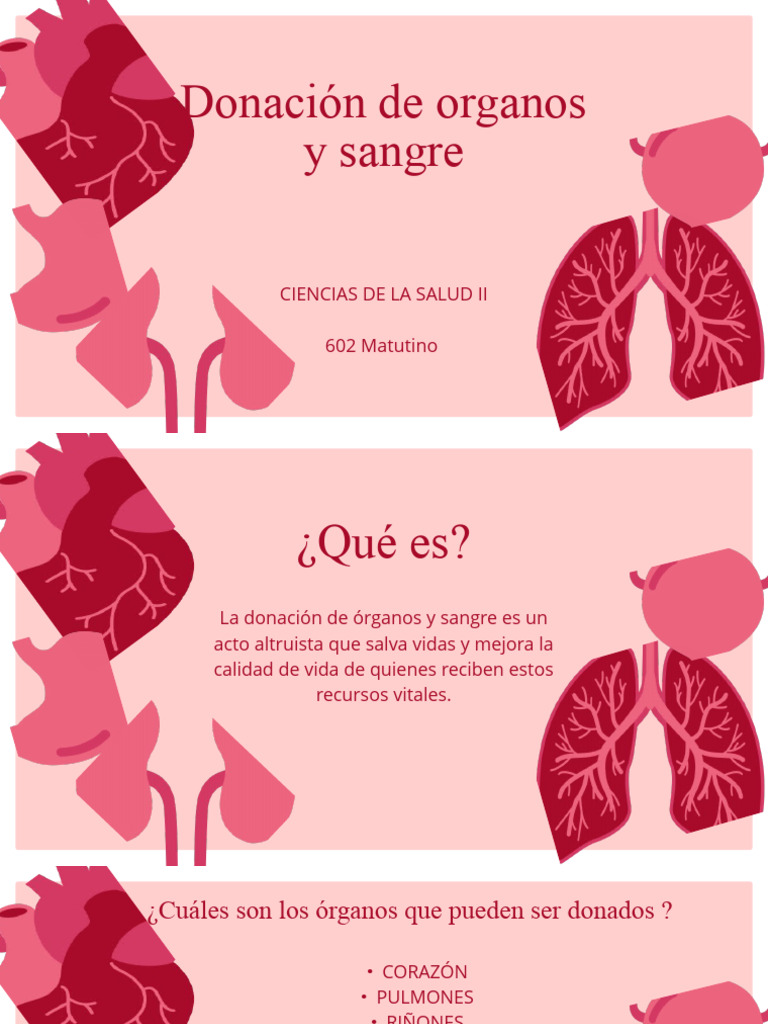 Presentación Donación de Órganos y Sangre | PDF | Donación de Organos ...