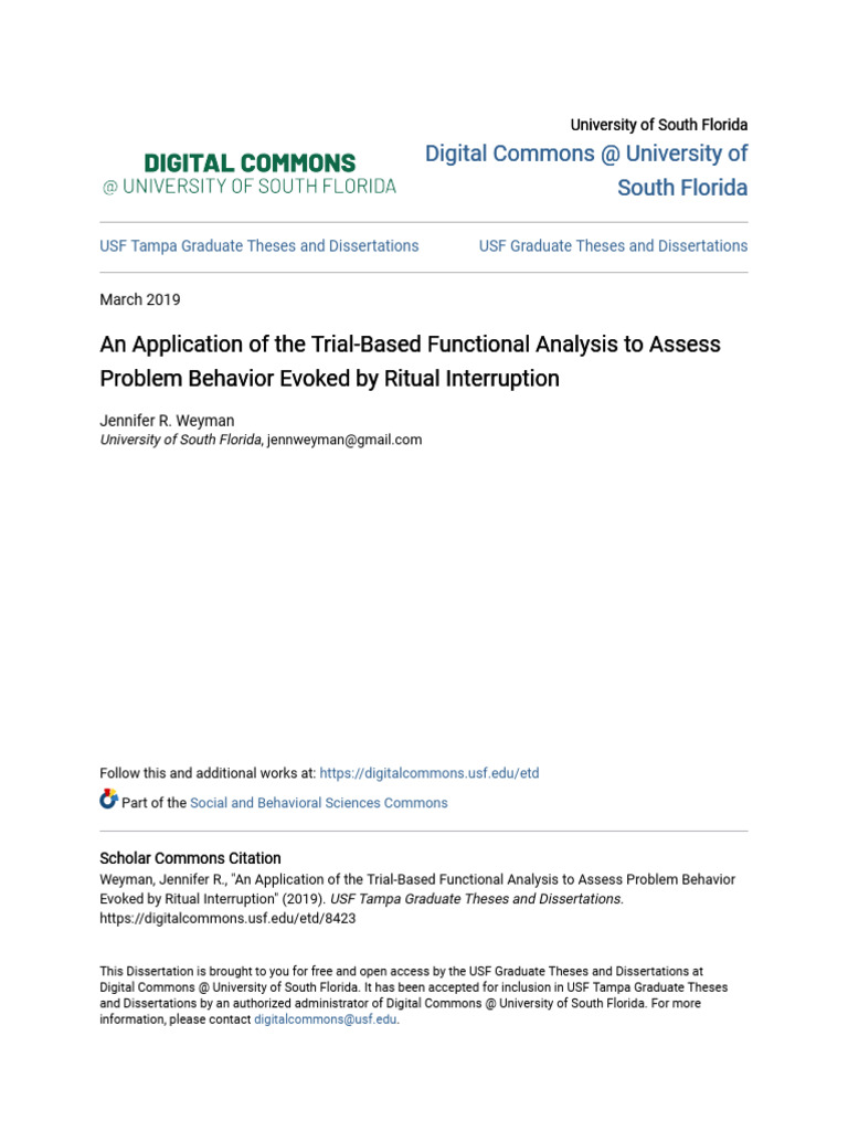 An Application of The Trial-Based Functional Analysis To Assess P | PDF ...