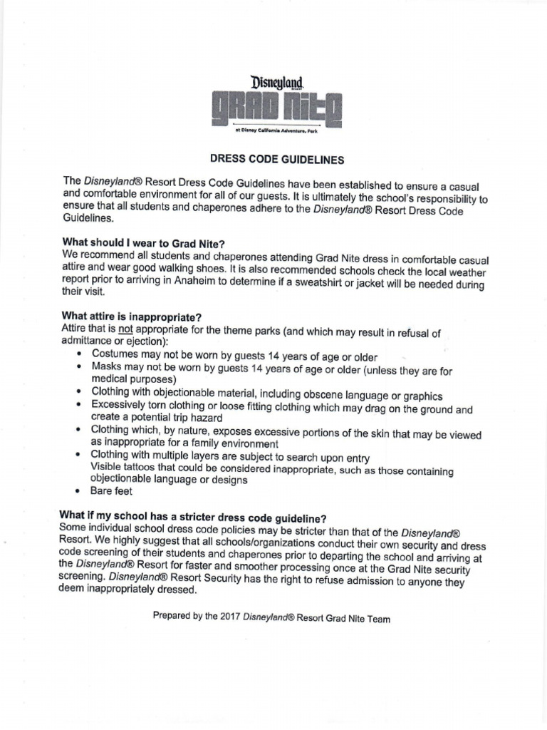 Disneyland GradNite Rules | PDF