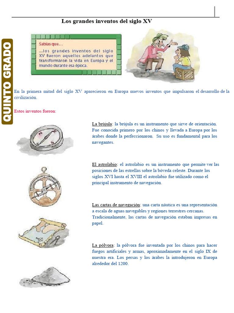 Los Grandes Inventos Del Siglo XV 03. 11. 21 | PDF | Navegación | Brújula