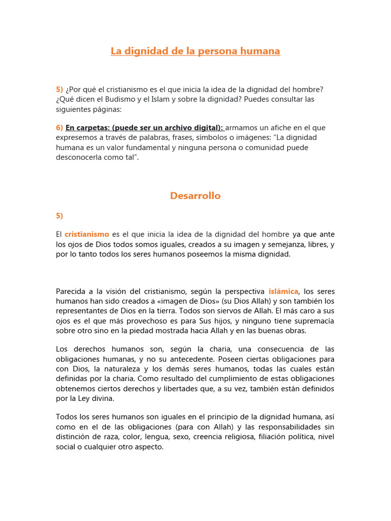 Dignidad Humana en Cristianismo, Islam y Budismo | PDF | Dignidad | Dios
