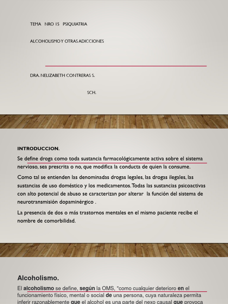 Tema 15 Alcoholismo y otras adicciones | PDF | Despachador de drogas | Alcoholismo