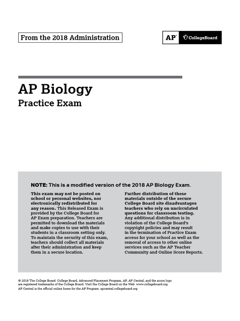 AP Bio 2018 - Questions Only, Missing Answers | PDF | Advanced ...