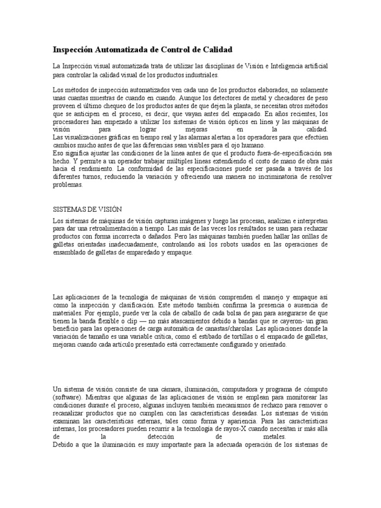 Automatización del Control de Calidad a través de la Visión Artificial ...