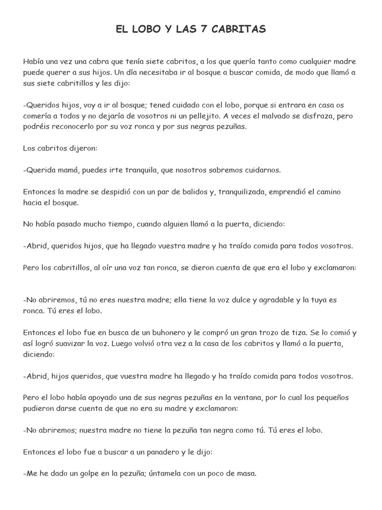 El Lobo y Las 7 Cabritas | PDF