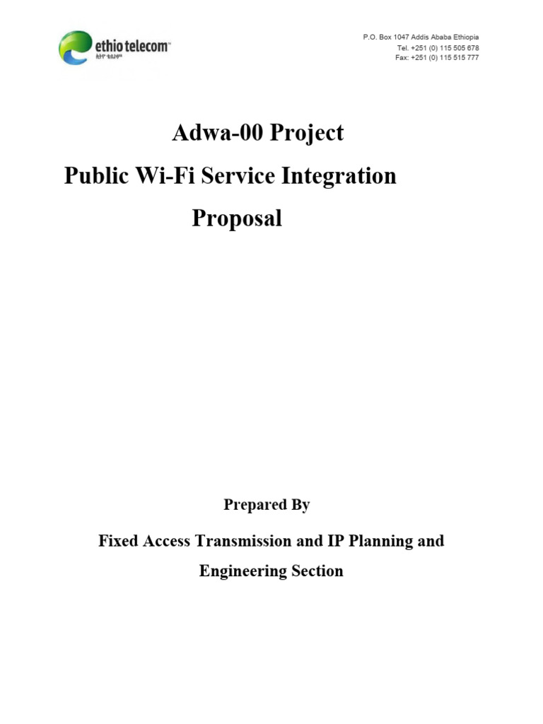 Adwa-00 Project Public Wi-Fi Service Integration Proposal | PDF ...