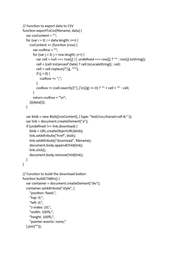 Function To Export Data To CSV - Automatic Scrooling | PDF | Computing | Software