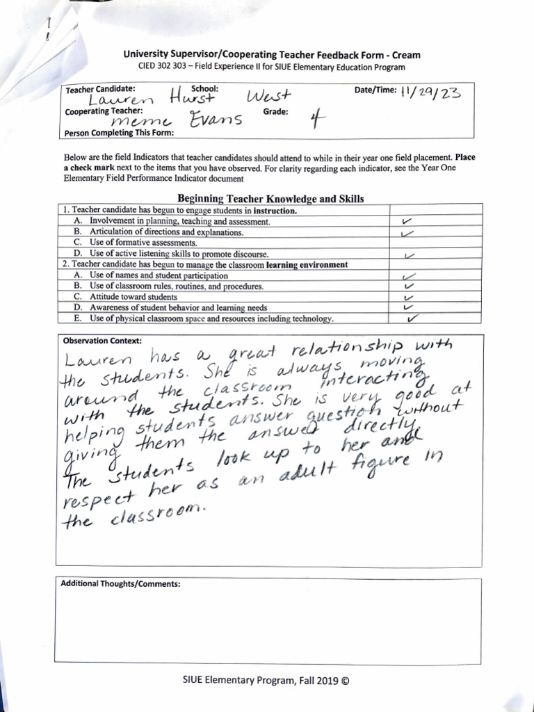 Evans Feedback Form | PDF