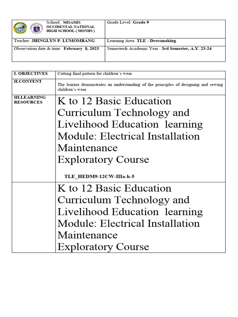 L4 - Cut Final Pattern | PDF | Curriculum | Teachers