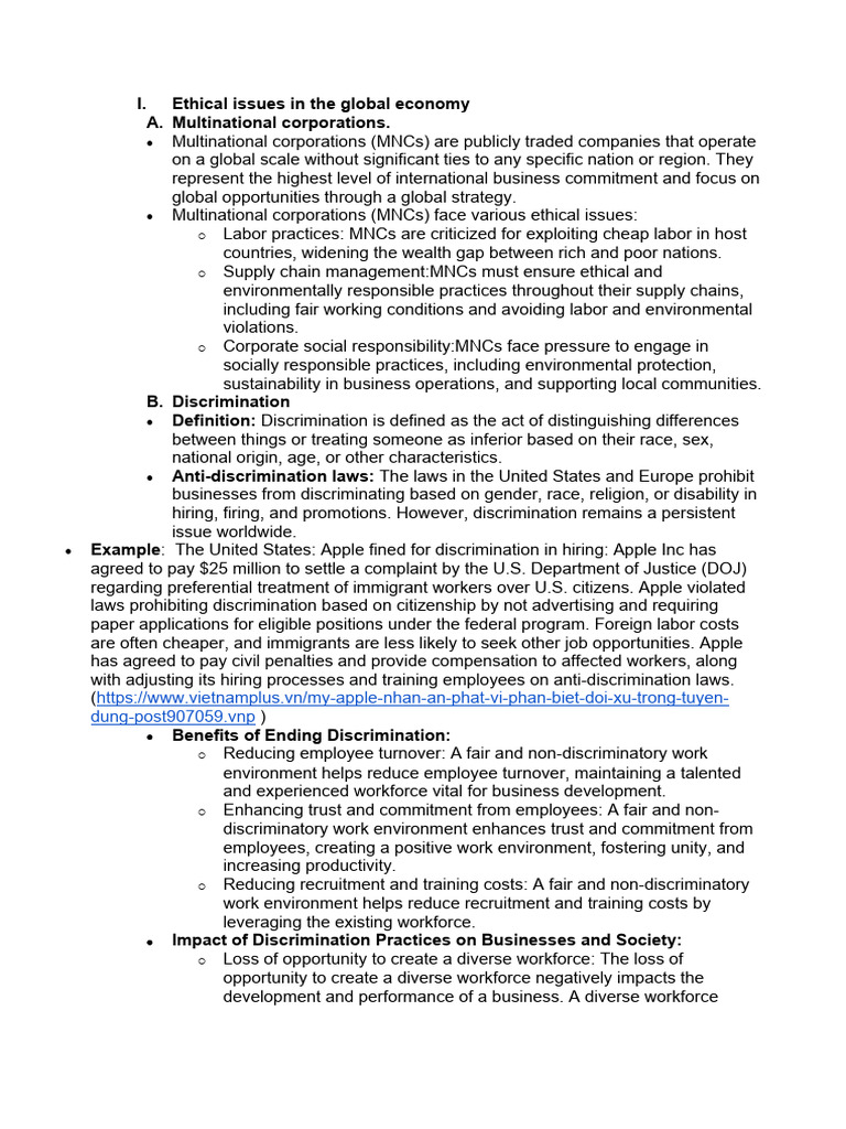 Ethical Issues in The Global Economy | PDF | Intellectual Property ...