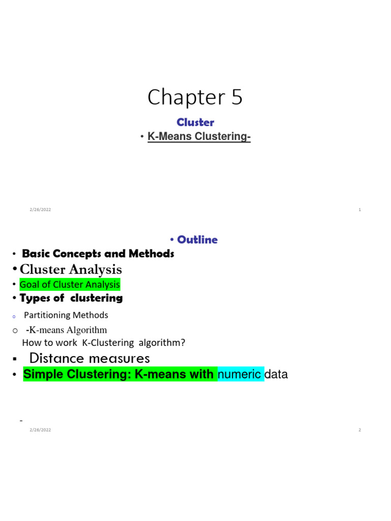 5 - CH 5-K-Means Clustering | PDF | Cluster Analysis | Learning
