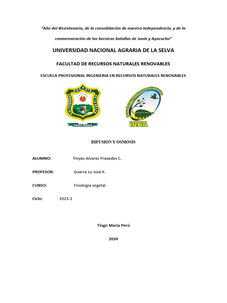 1 - Difusion y Osmosis | PDF | Ósmosis | Agua