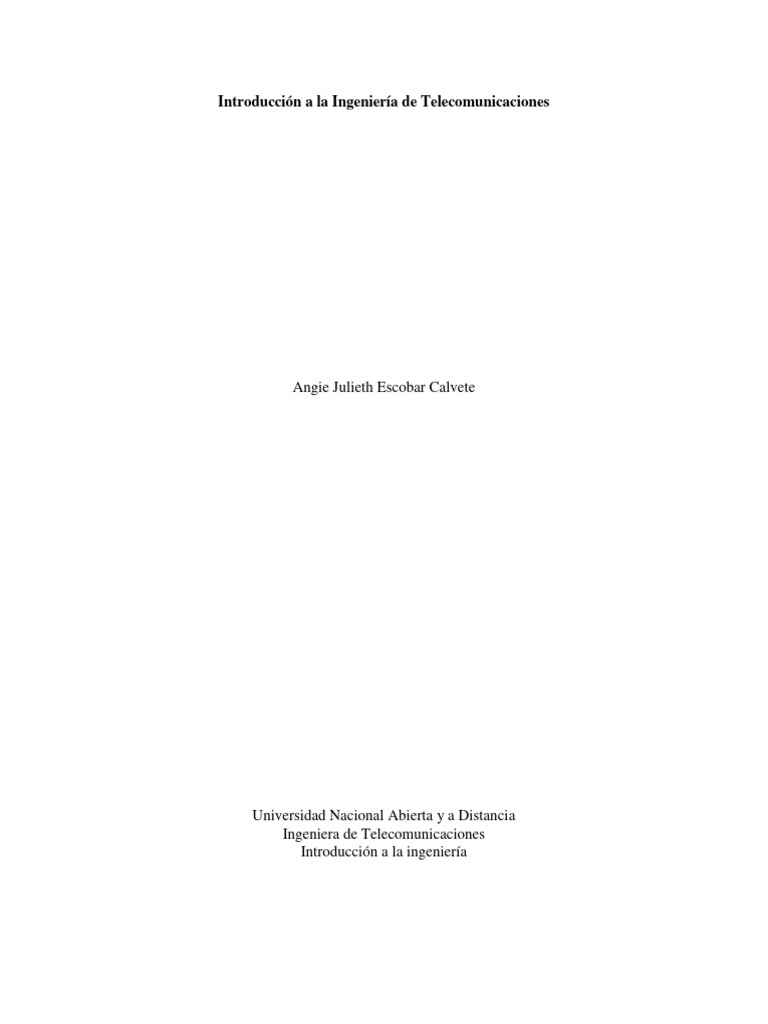 Introducción a la Ingeniería de Telecomunicaciones | PDF | Ingeniería ...
