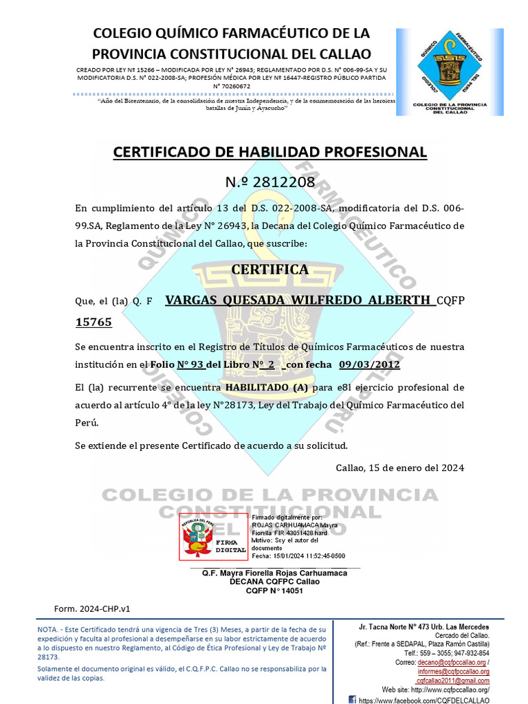 C.H.P Vargas Quesada Wilfredo Alberth (R) | PDF