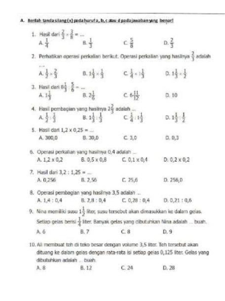 Latihan Pecahan IKM Matematika | PDF