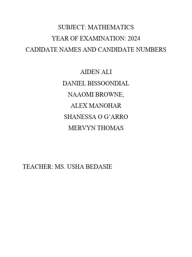 Mathematics SBA - Group 1 - 1st Correction | PDF | Science