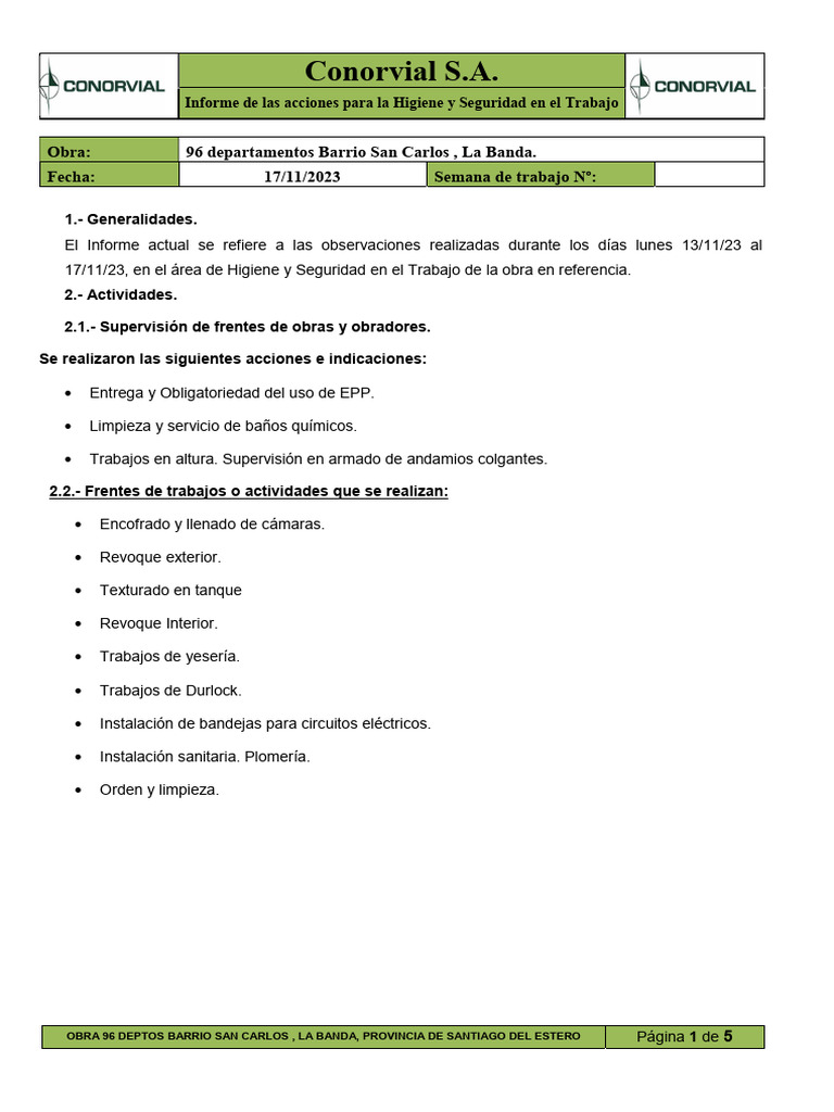 Informe 17.11 | PDF | Seguridad y salud ocupacional