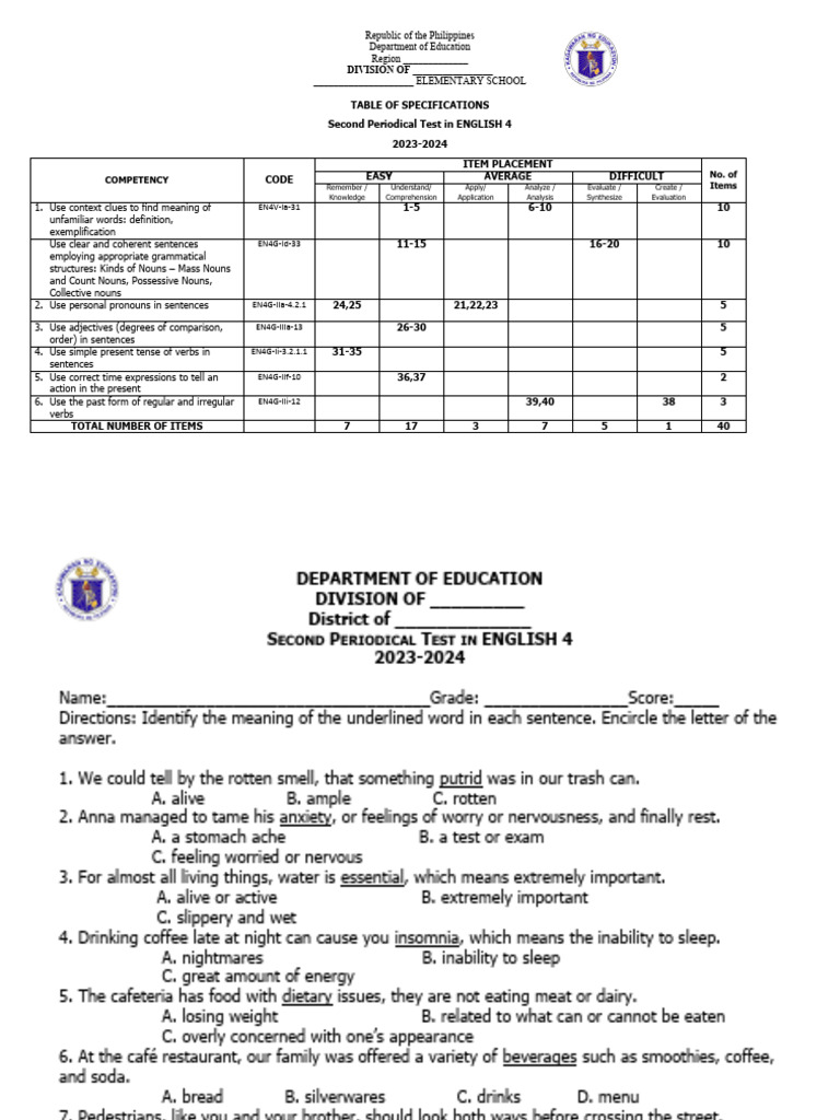PT_ENGLISH-4_Q2 | PDF | Noun | English Language