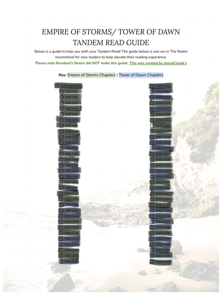 Empire+of+Storms +Tower+of+Dawn+Tandem+Read+Guide+ (Updated) | PDF | Art | Science & Mathematics